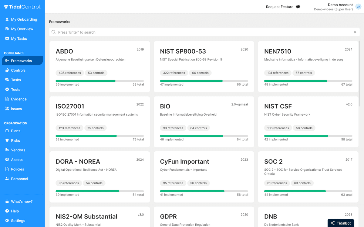 Frameworks - Getting started with Frameworks | Tidal Control